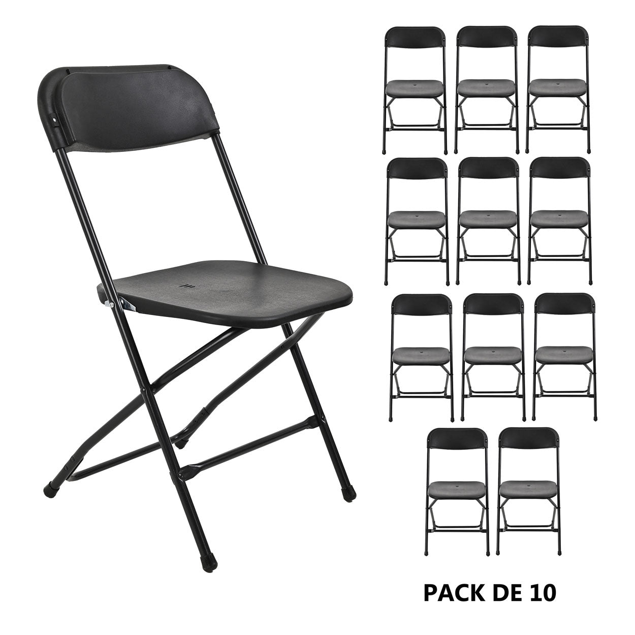 Set 10 Sillas Plegables plásticas para eventos, jardín y exteriores – Labba